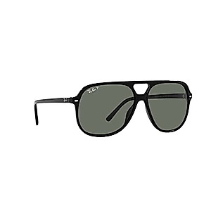 Ray-Ban RB2198 Bill Square Sunglasses, Black/Polarized Green, 60 mm