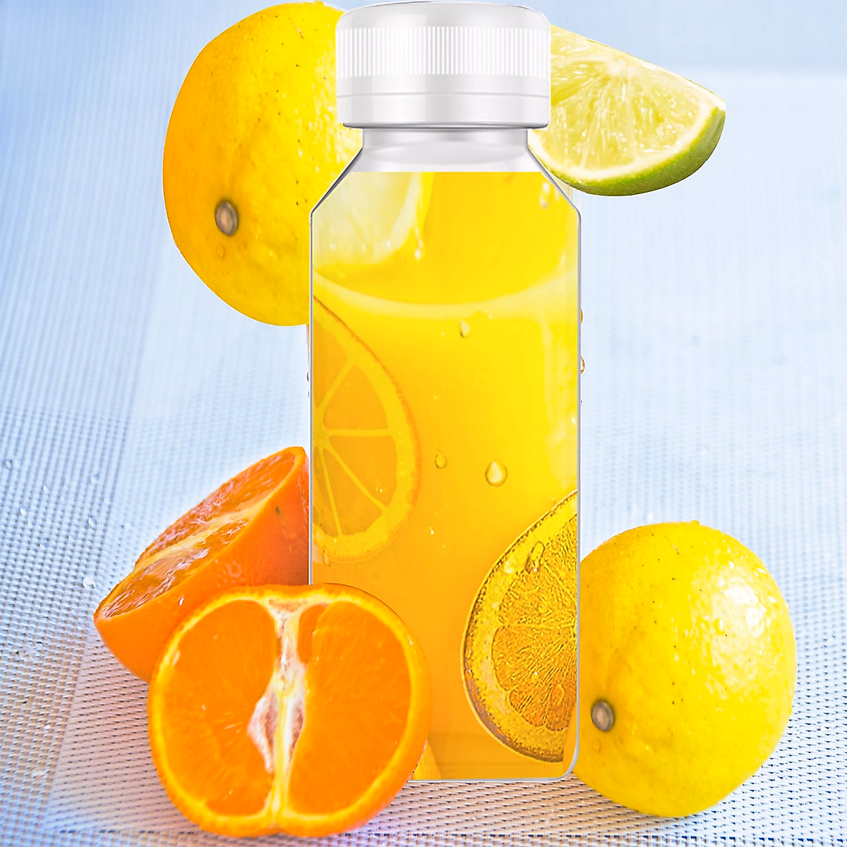 XYSMZM 8 Pcs 4 Oz Juice Bottles Plastic Ginger Shot Bottles, Leak Proof, Beverage Containers for Juice, Smoothie, Milk, White Lid