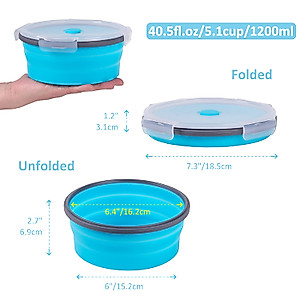 Collapsible Food Storage Containers with Lid, Bundle of 3 Sizes, 12 Pack, Kitchen Stacking Silicone Collapsible Meal Prep Container Set for Leftover, Microwave Freezer Dishwasher Safe, 4 Colors