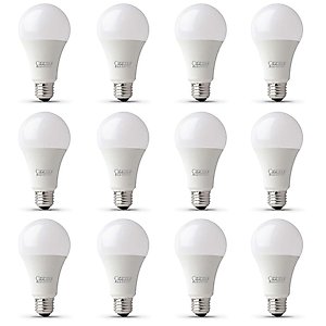 Feit Electric A19 100W Equivalent LED Light Bulbs, Dimmable LED Bulbs, 3000k Bright White, 1600 Lumens, 22 Year Lifetime, CRI90, UL Listed, 12 Pack, OM100DM/930CA/2/6