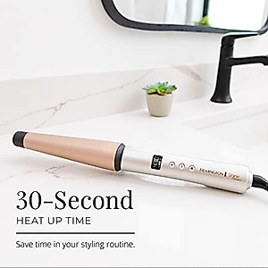 Remington Shine Therapy 1-1 ½” Curling Iron, Argan Oil & Keratin Tapered Hair Curling Wand, White