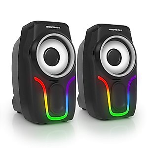 ZIYOU LANG Computer Speakers,2.0 Stereo Volume Control Gaming Speakers with Surround Sound,6 RGB LED Backlit Effect,USB Powered Wired Laptop Speakers with 3.5mm for Desktop Computer/PC/Laptops(Black)