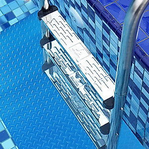 Large Swimming Pool Ladder Mat, 17"x38" Protective Non-Slip Pool Step Pad with Texture，Protective Ladder Pad for Above Ground Swimming Pools Liner and Stairs (Blue)
