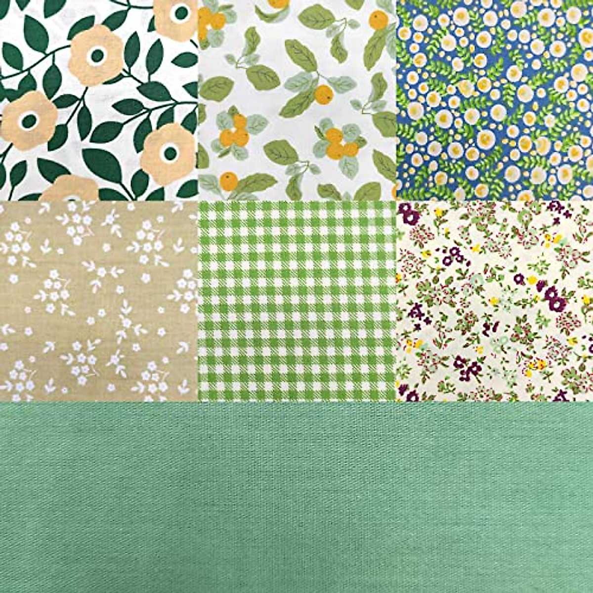 7pcs 10" X 10" Cotton Fabric Patchwork Squares Floral Fabric Fat Quarters Fabric Bundles Patchwork Fabric Quilting Fabric Bundles for DIY Crafts Cloths Handmade Accessory - Green Serie