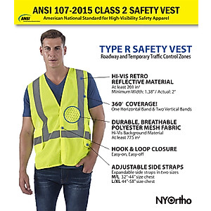 NYOrtho Reflective Vest For Walking - Highly Visible & Breathable Mesh Safety Vest Reflective -Lightweigh - Sweat-Free - ANSI/ISEA Class 3