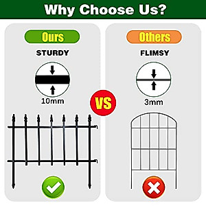 Thealyn Metal Decorative Garden Fence 22" Wide x 18" High (5 Panels, Total Length 9.17 feet), Metal Border Folding Fence, Landscape Fencing for Flower Bed, Yard, Animal Barrier (Black)