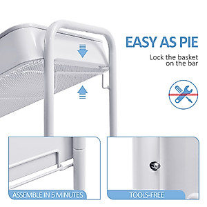 TOOLF 3-Tier Rolling Cart, Metal Utility Cart with Detachable Tray Top, Storage Craft Art Cart Trolley Organizer Serving Cart Easy Assembly for Office, Bathroom, Kitchen, Kids' Room, Classroom