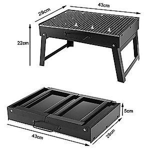 Barbecue Charcoal Grill Stainless Steel Folding Portable BBQ Tool Kits for Outdoor Cooking Camping Hiking Picnic Patio Smokers
