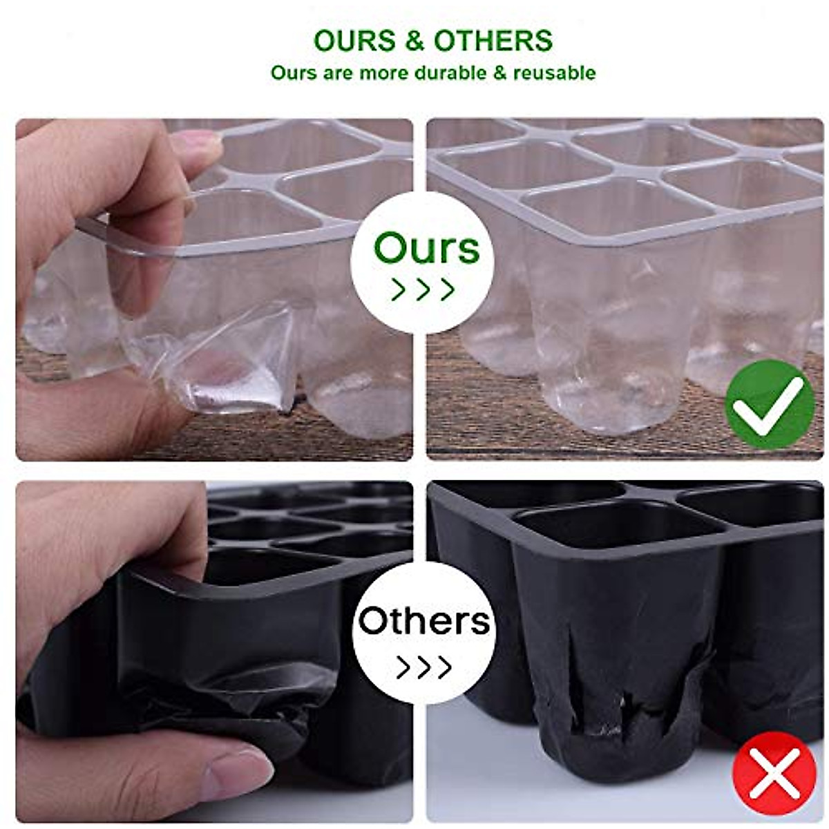 UWIOFF Seed Starter Tray, 10-Pack 120 Cells Seedling Starter Trays, Humidity Adjustable Seed Tray Kit with Dome and Base Greenhouse Grow Trays Mini Propagator for Seeds Growing Starting
