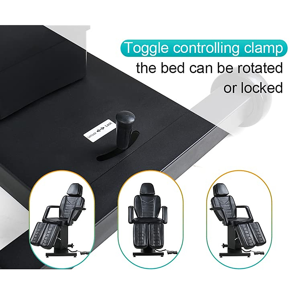 TATARTIST Electric Tattoo Chair Portable Client Tattoo Table Spa Bed Massage Table Facial Chair Dental Chair Tattoo Studio Salon Equipment (Black)