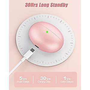 Wireless Earbuds Bluetooth 5.1 Headphones 4-Mics Clear Call ENC Noise Cancelling Ear Buds Deep Bass 30Hrs Playtime with USB-C Charging Case IPX7 Waterproof in-Ear Earphones for Android and iPhone Pink