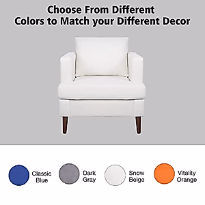 MIYZEAL Accent Chair, Tufted Upholstered Sofa Chair Comfy Armchair with Thick Cushion and Wood Legs, Mid-Century Modern Single Chairs for Compact Space Living Room Bedroom (White)
