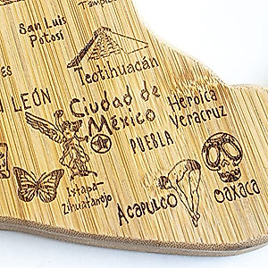 Totally Bamboo Destination Mexico Shaped Serving and Cutting Board, Includes Hang Tie for Wall Display