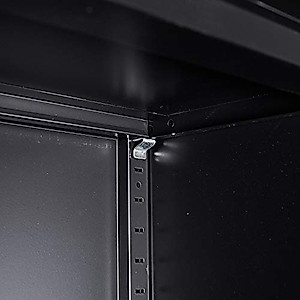 Rophefx 2 Doors Metal Storage Cabinet, Tall Locking Storage Cabinet with 4 Adjustable Shelves for Warehouse, Garage, Home Office, Black