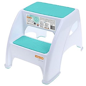 Dreambaby Toddler & Me 2 Step Stool - Designed for Kids & Adults - Holds up to 300lbs Maximum Weight Capacity - 10.5inch Tall & 15.4inch Wide - with Anti Slip Base Pads - Aqua - Model L6070
