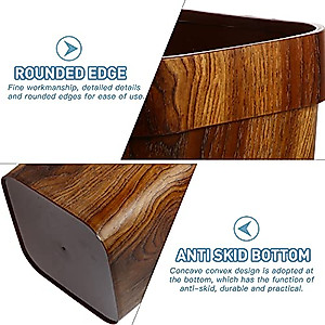 TOYANDONA 1Pc Square Trash Can with Pressing Ring Small Wood Wastebasket Garbage Bin for Kitchen Home Bathroom Bedroom Office Use (Coffee)