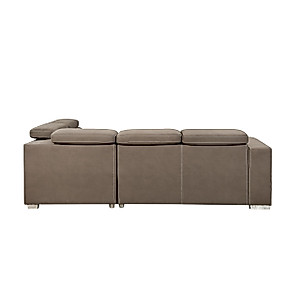 THSUPER 100" Microfiber L Shape Sleeper Sectional Sofa with Pullout Bed. 5-Seats Sectional Couch with Storage Ottoman and Cup Holder. Adjustable Headrest with Sectional Sleeper Couch. Brown