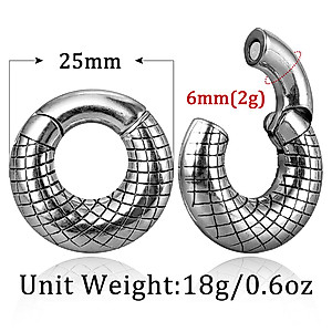 LADEMAYH 2 Pairs Set Stainless Steel 2g Hoop and 00 Gauges for Women, Silver 00g Plugs Gauges for Ears, Ear Stretching Expander Gauges Body Jewelry