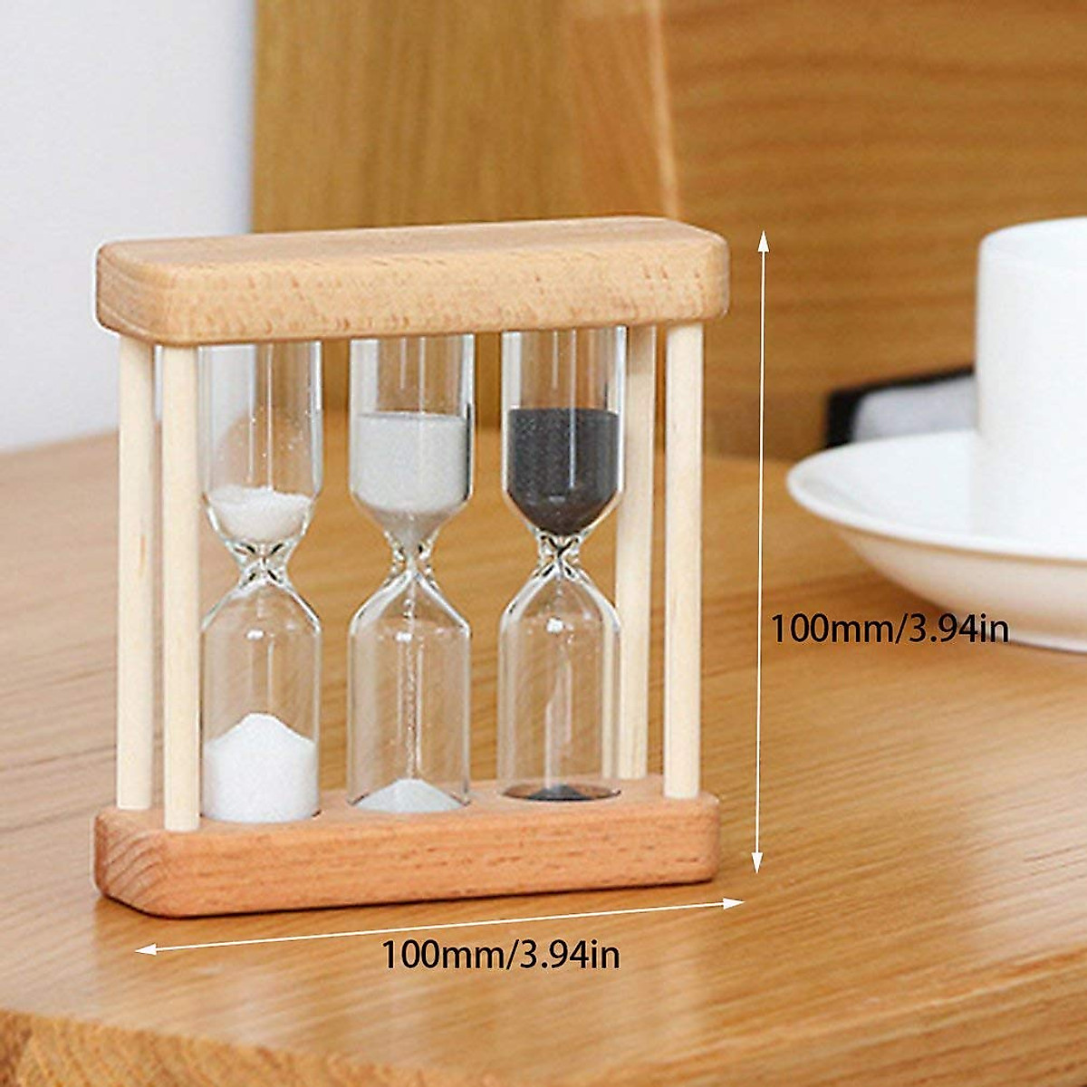 Banghotfire 1/3/5 Minute Wooden Sand Glass Hourglass Timer Clock Home Decor Gift Black White
