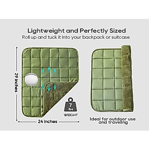 Small Weighted Blanket for Adults and Kids(Double-sided),Weighted Lap Pad 7lbs Throw for Travel,Calming,Relaxation-Reversible Warm Crystal Velvet and Cooling Tencel,Machine Washable,Green 29x24 inches