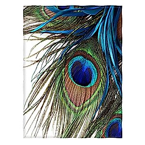 Goodbath Peacock Blanket, Flanel Cozy Plush Velvet Warm Fleece Blanket for Sofa Couch Bed Office Chair, 60 x 50 Inches