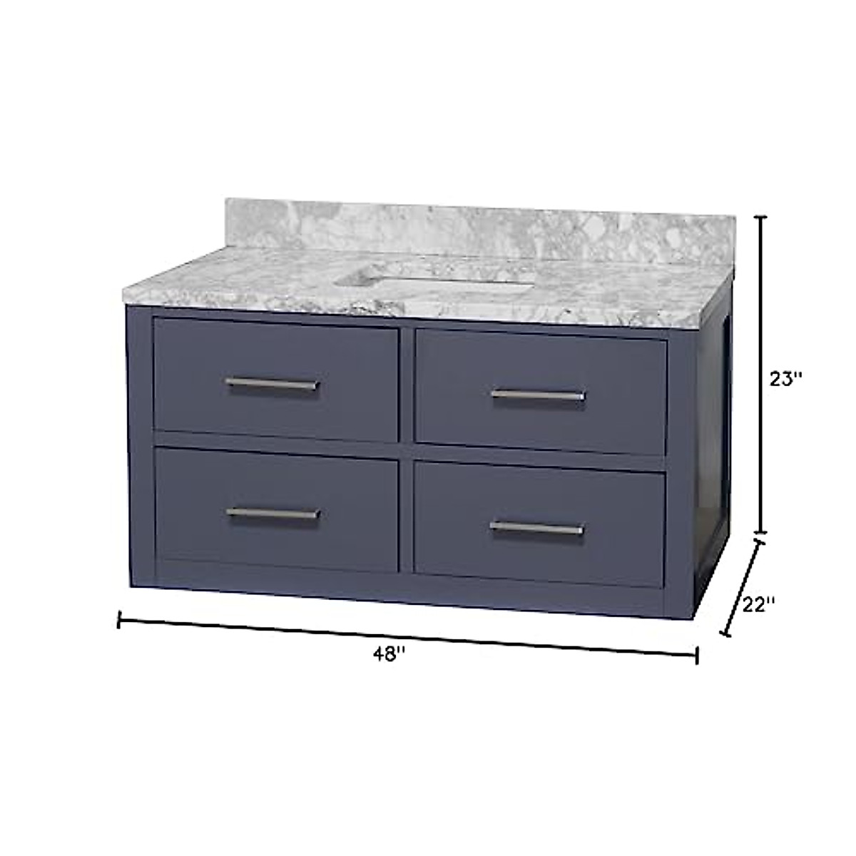 Kitchen Bath Collection Helsinki 48-inch Floating Bathroom Vanity (Carrara/Marine Gray): Includes Marine Gray Cabinet with Carrara Countertop and White Ceramic Sink