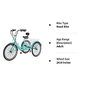Slsy Adult Tricycles 7 Speed, Adult Trikes 20/24/26 inch 3 Wheel Bikes, Three-Wheeled Bicycles Cruise Trike with Shopping Basket for Seniors, Women, Men.