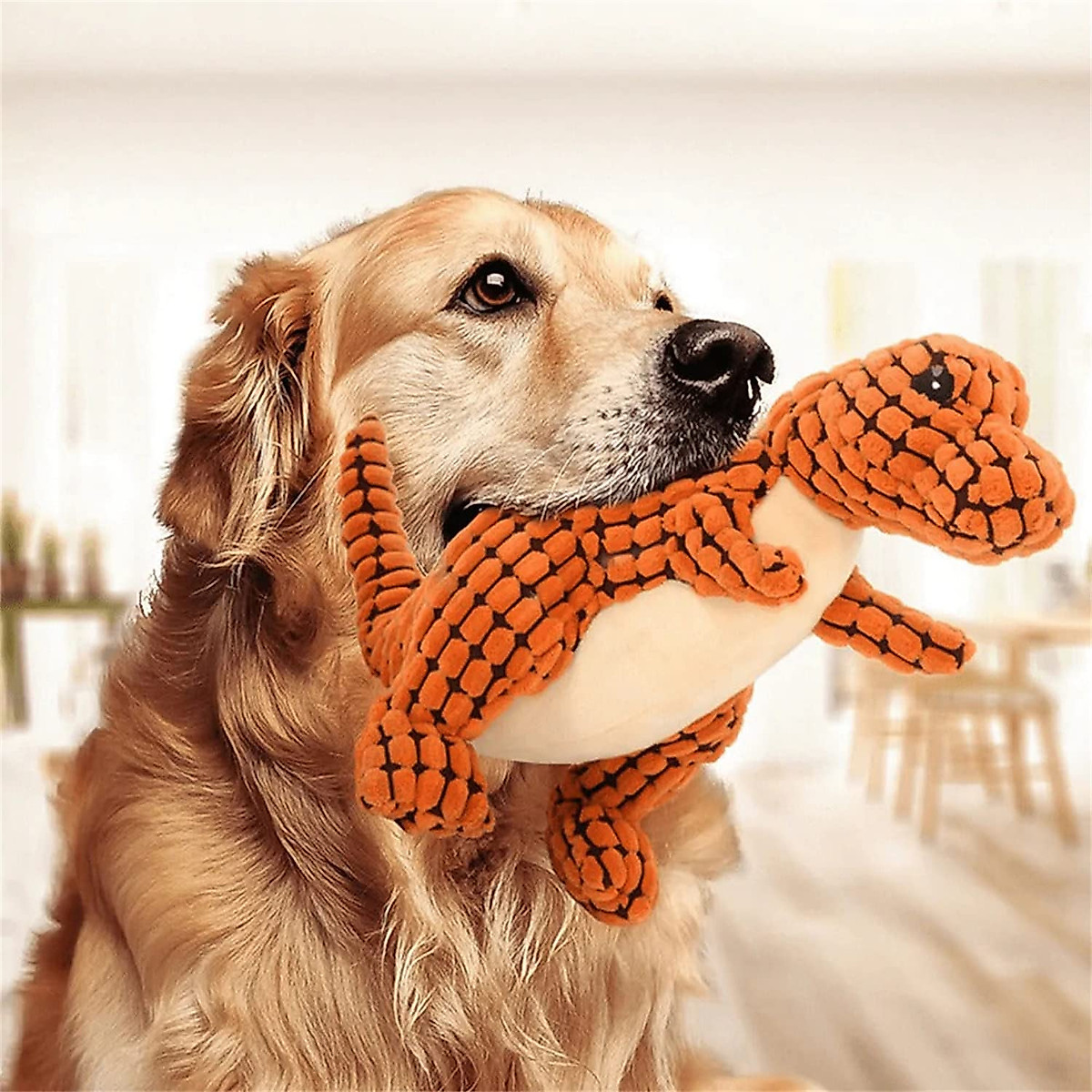 2023 New Indestructible Robust Dino, Durable Interactive Robustdino Dog Toy, Squeaky Dog Toys For Aggressive Chewers, Soft Dog Toys, Unbreakable Stuffed Plush Dog Toys Aggressive Chewers (A ORANGE)