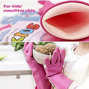 Myungjin (2 Pairs) Kids, Children Reusable Multipurpose Waterproof Hand Protection Rubber Latex Gloves/Cooking, Dishwashing, Cleaning, Painting