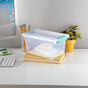 Sterilite Plastic Medium Clip Stacking Storage Box Container with Latching Lid for Home, Office, Workspace, and Utility Space Organization, 36 Pack