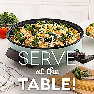 Dash Family Size Electric Skillet with 14 inch Nonstick Surface + Recipe Book for Pizza, Burgers, Cookies, Fajitas, Breakfast & More, 20 Cup Capacity, 1400-Watt - Aqua