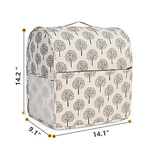 Yarwo Dust Cover for 4.5 qt and All 5 qt Stand Mixer, Protective Stand Mixer Cover with Top Handle and Pockets for Extra Accessories, Tree