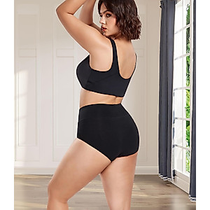 wirarpa Women's Postpartum Underwear High Waisted Ladies Cotton Panties Full Coverage Briefs 5 Pack Black X-Large