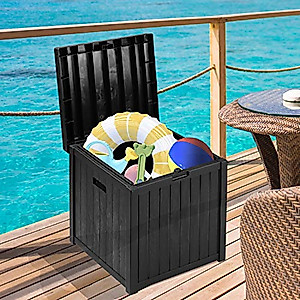 COVERONICS 51 Gallon Patio Medium Deck Box Lightweight Outdoor Stroage Box Weather Resistant Garden Stroage Container for Patio Furniture Cushions, Pillows, Garden Tools and Pool Toys