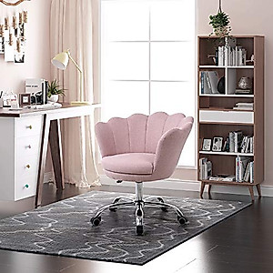 SSLine Home Office Chair,Modern Linen Fabric Desk Task Chair Accent Chair,Computer Desk Chair with Swivel and Adjustable,Accent Home Office Task Chair Executive Chair with Soft Seat (Pink-2)