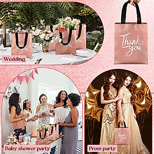24 Pcs Bridesmaids Gift Bags Bachelorette Gift Bags Rose Gold Gift Bags Set, Non Woven Reusable Thank You Gift 8" x 4" x 10" Party Favor Goodie Bags with Handles for Wedding Birthday Party Christmas