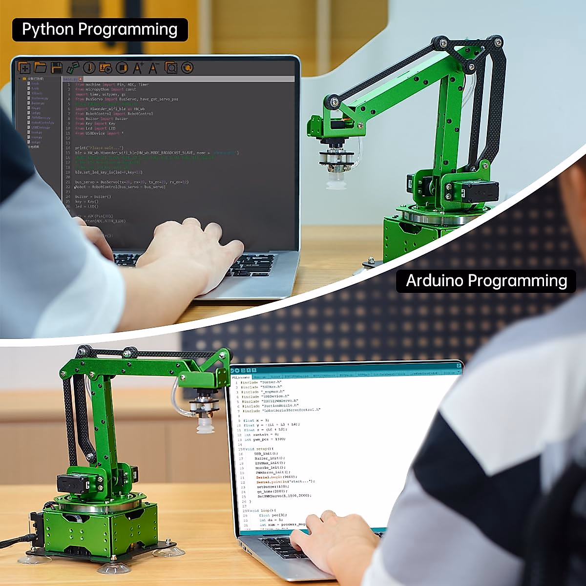 Robotic Arm Kit, MaxArm by ESP32 Open Source Smart Robot Arm with Bus Servo, Suction Nozzle, Wireless Contorll, Support Python & Arduino Programming STEM Science Education (Assembled)