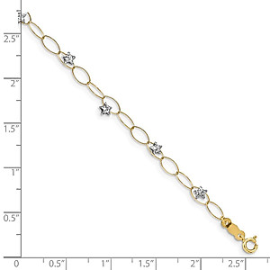14k Two-tone Puff Stars Bracelet 7.25in style FB1322-7.25