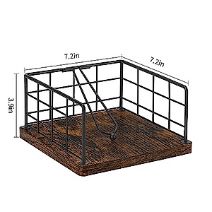 YINMIT Flat Napkin Holder for Table, Rustic Paper Napkin Organizer for Cafe with Weighted Arm, Wooden Tissue Paper Dispenser for Kitchen Countertop, Dining Table, Picnic Table, Indoor and Outdoor Use