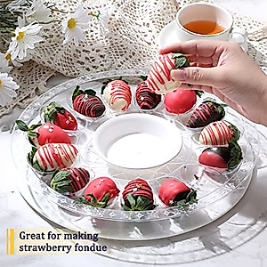Shellwei 3 Pcs Deviled Egg Tray with Lid 12 Inch Round Egg Containers with 15 Egg Slots Reusable Plastic Egg Holder Platter for Deviled Egg Fruits Veggie Finger Food