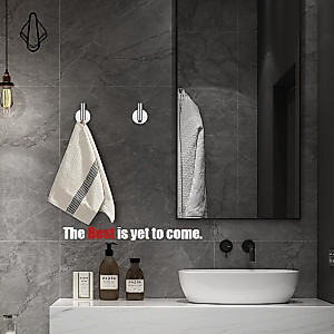 JQK Self Adhesive Towel Hook Chrome, No Drill Stick on Coat Robe Clothes Wall Hook for Bathroom Kitchen Garage 2 Pack, 304 Stainless Steel Polished Steel, ATH110-CH-P2