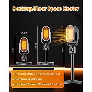 Space Heaters for Indoor Use, 30" Electric 1500W PTC Heater with Night Light Oscillation,Remote Control 3 Mode & 8H Overheat Tip-Over Protection Adjustable Height Ceramic Heater for Bedroom Office Use