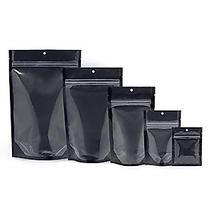 100 pcs Clear Front/Black Back 7.5" x 11.5" x 3.5" Stand Up Pouch Ziplock Mylar Smell Proof Bags