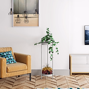 Fashionoda Plant Stand,2 Tier Metal Flower Plants Holder with 2 Removable Display for Indoor or Outdoor,Pot Plant Planter Display(30 X 10in,White)