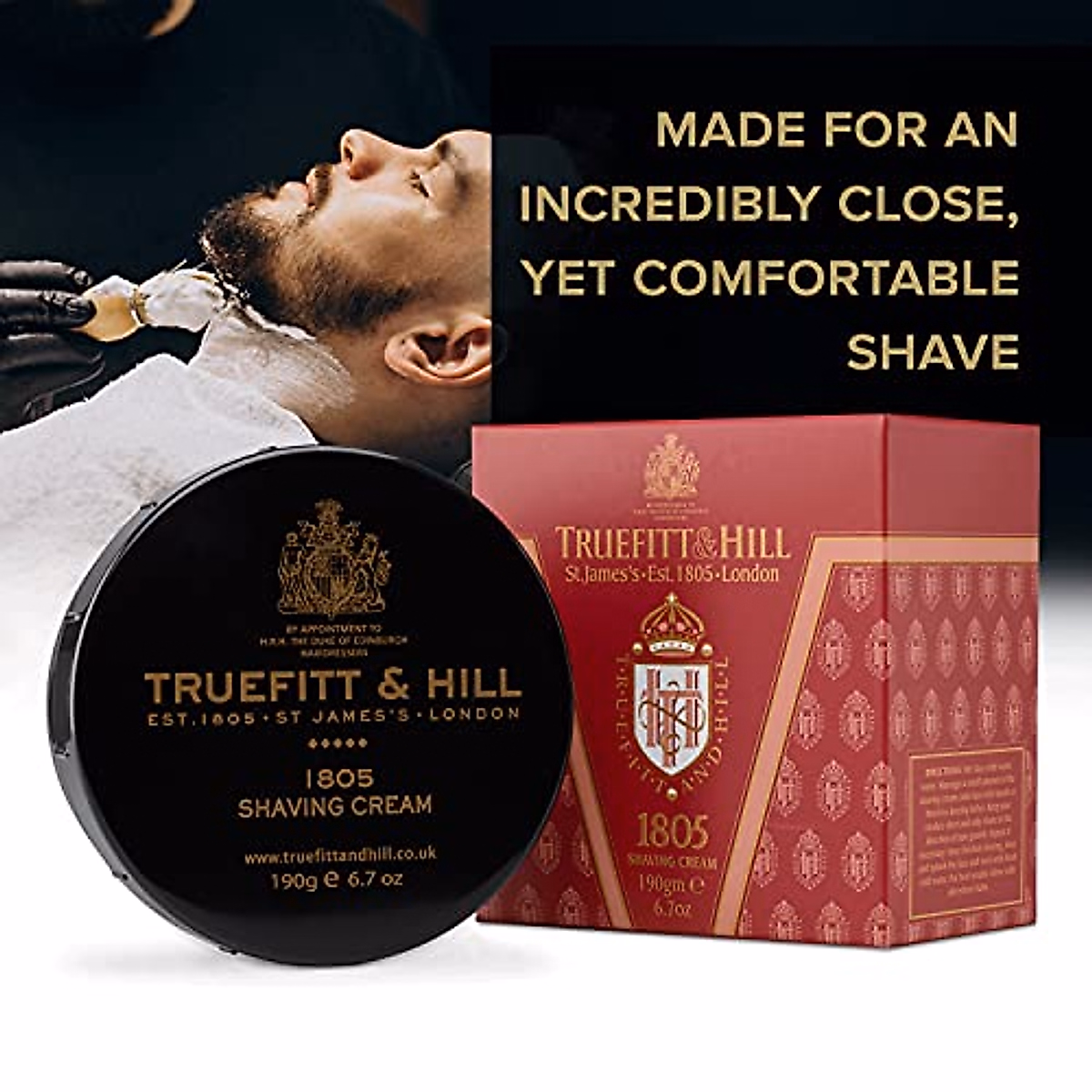 Truefitt & Hill Shaving Cream Bowl - 1805 | Smooth Glide for Close, Yet Comfortable Hydrating Shave (6.7 ounces)