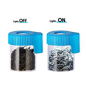 Oweto Led Transparent Glass Seal Storage Jar, Light-Up Magnifying Glass Ornamental Bottle (Blue)