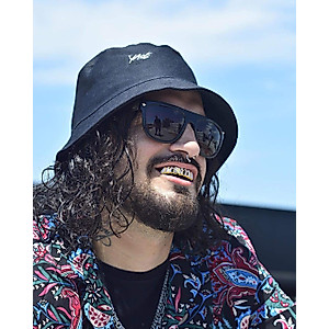 18K Gold Plated Hip Hop Diamond Cut Rugged 8 Teeth TOP and Bottom Grillz Set (Gold&Silver)