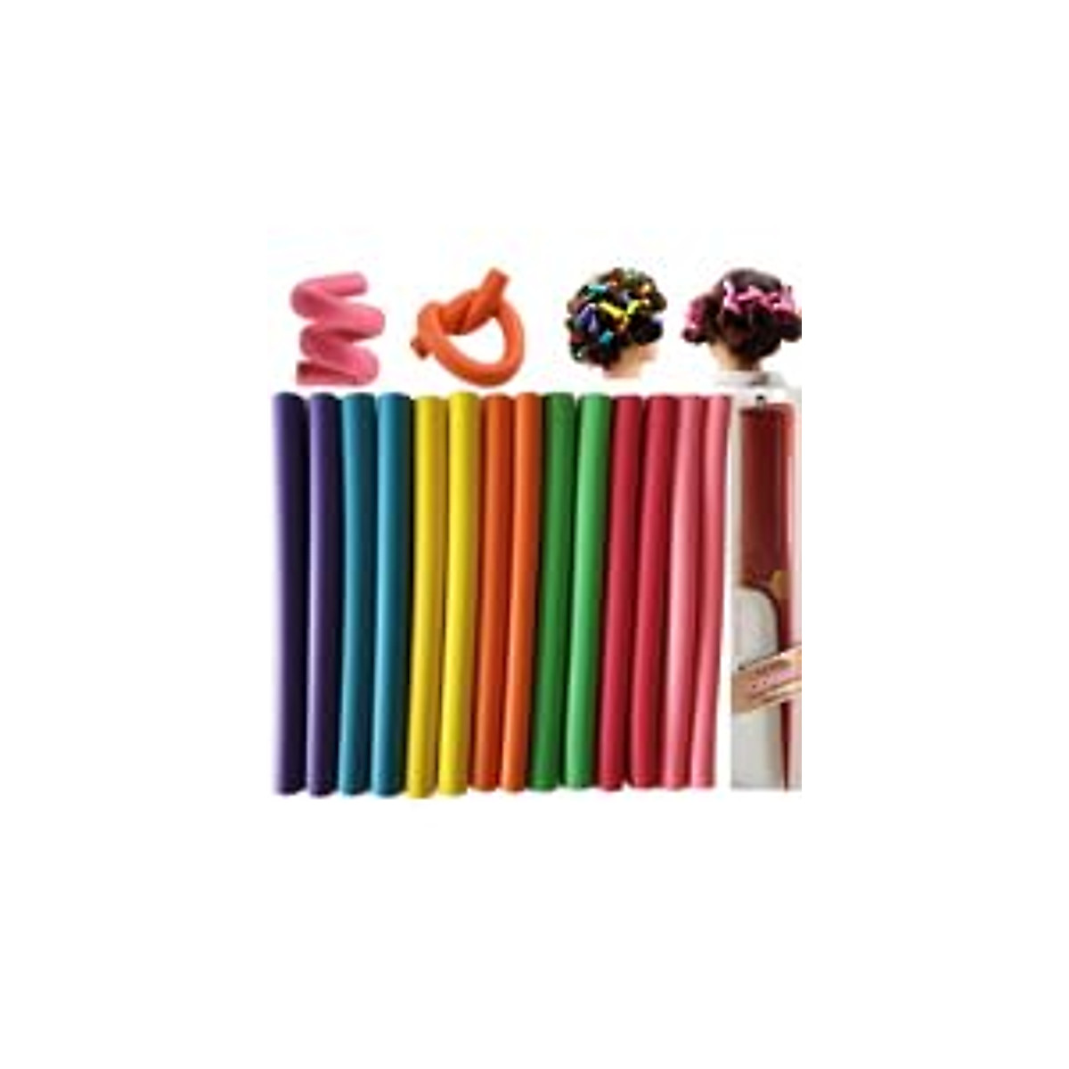 Careuoklab 30 Pack 9.4＂Flexible Curling Rods, Hair Rollers Twist-Flex Curlers with Soft Foam, Large Diameter 3 Sizes DIY Hair Styling Tools for Women Girls, Random 3 Colors