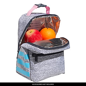 adidas Unisex Santiago Lunch Bag, Insulated School Food Container Box Discontinued, Jersey Grey/Signal Cyan Blue/Bliss Pink/2.0, One Size