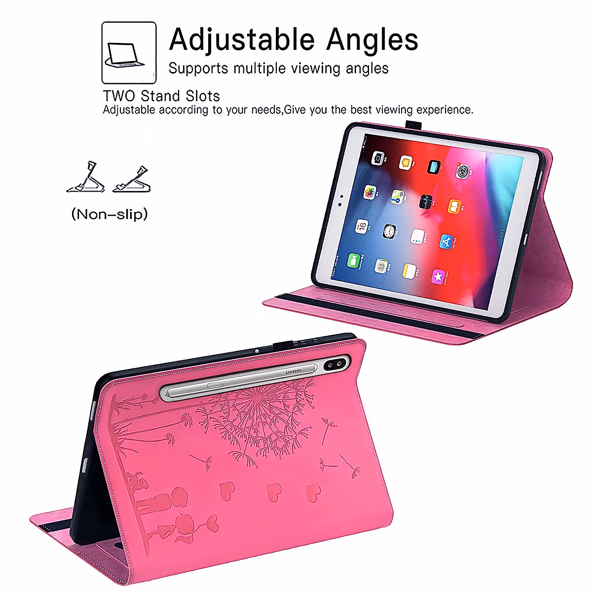 Galaxy Tab S9 Plus/S8+/S7 FE/S7+ Case with S Pen Holder [SM-X810/X816B/X818U/X800/X806/T730/T736B/T970/T975] - Shockproof Stand Folio Case for Samsung Tablet S9+ 2023 12.4